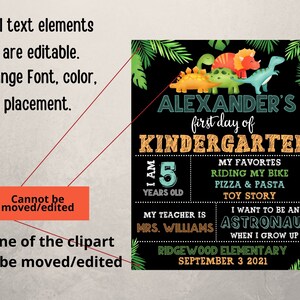 Editable Dinosaur First Day of School Sign Printable, Editable Canva ...