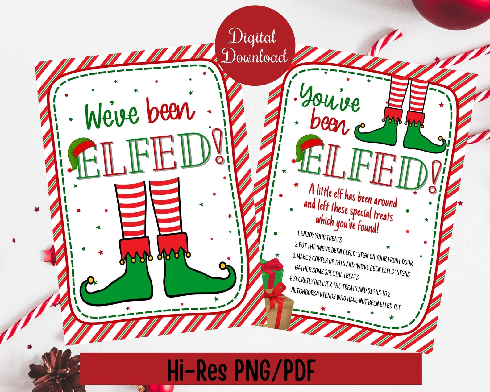 You've Been Elfed, We've Been Elfed Sign, Christmas Neighbor Elfed Game ...