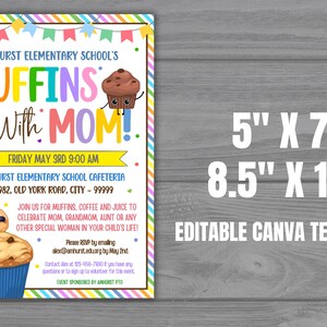 Muffins With Mom Invitation Flyer for PTO, PTA, Printable Mother's Day ...