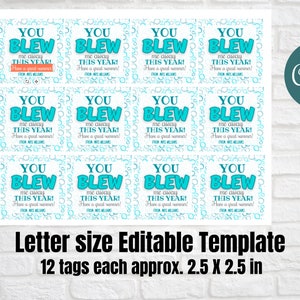 End of Year Class Bubbles Gift Tags, You Blew Me Away This Year ...