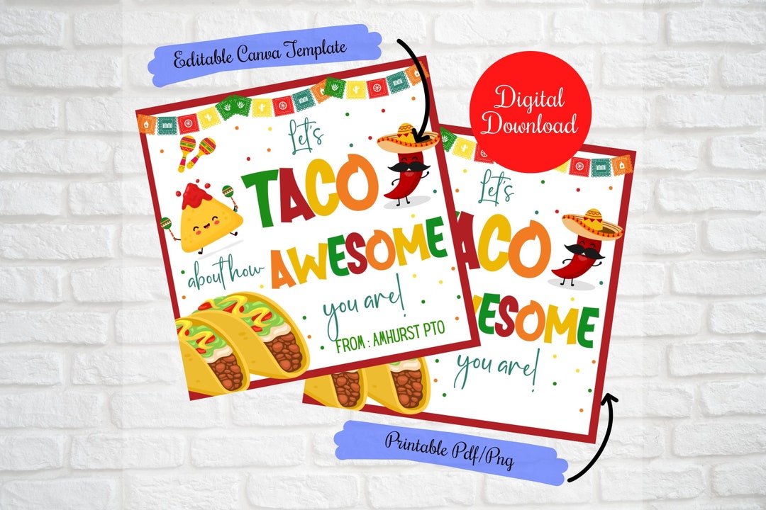 Let's Taco About How Awesome You Are Mexican Themed Gift Tag, Employee ...