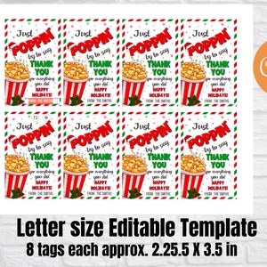 Just Poppin by to Say Thank You ,christmas Gift Tags for Popcorn ...