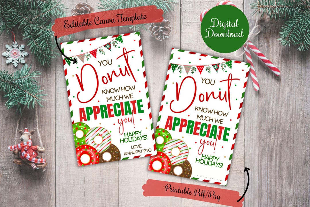 You Donut Know How Much We Appreciate You,christmas Donut Gift Tags ...