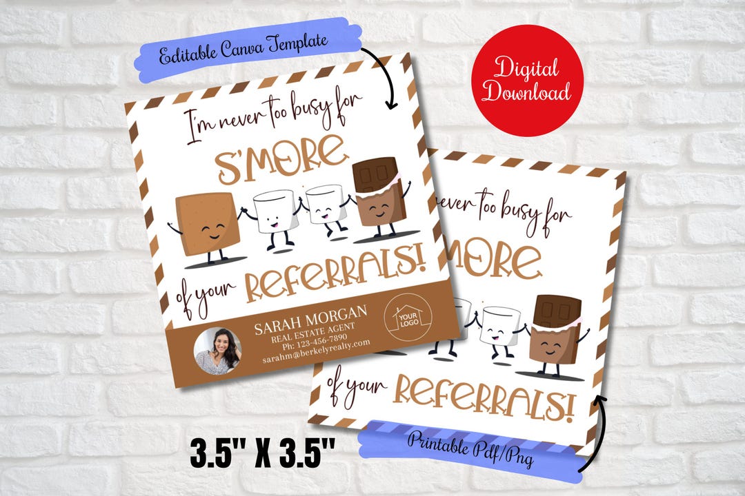 Realtor Smores Gift Tags, I'm Never Too Busy for Smore of Your ...