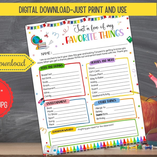 A Few of My Favorite Things Printable - Etsy