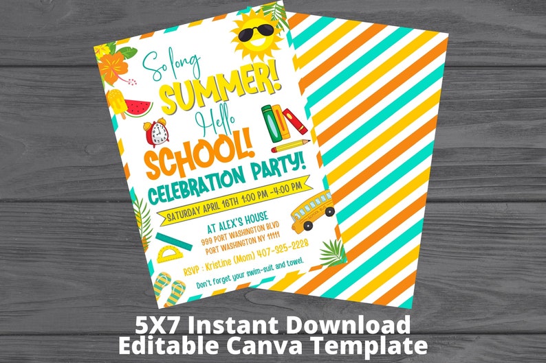 EDITABLE End of Summer Pool Party Invite Evite back to School - Etsy