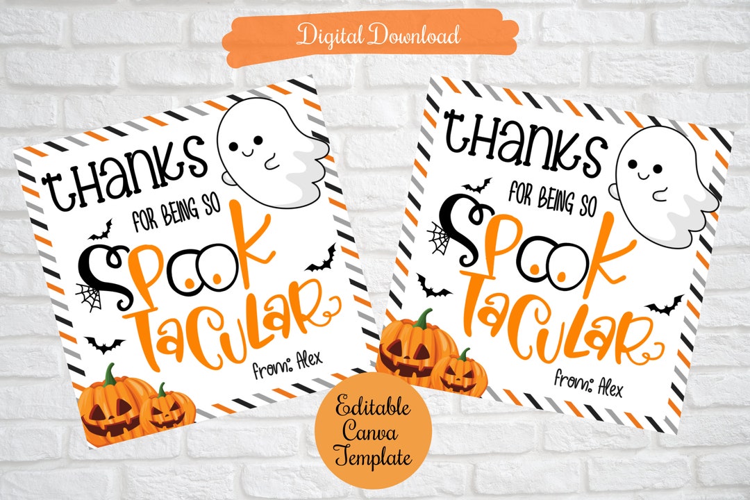 Thanks for Being Spooktacular Halloween Gift Tags, Spooky Halloween ...