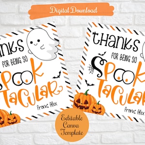 Thanks for Being Spooktacular Halloween Gift Tags, Spooky Halloween ...
