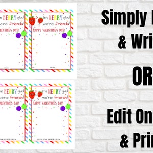 Printable Valentine Cards for Fruit Snacks ,i'm Berry Glad We're ...