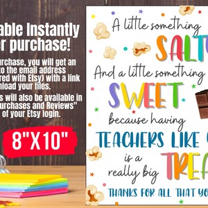 Sweet Salty Treat Appreciation Sign, Teacher Appreciation Table Sign ...