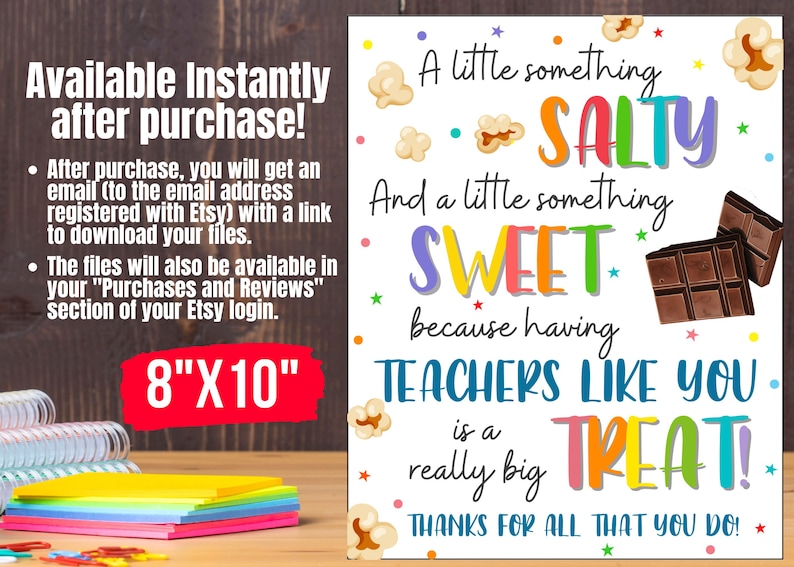 Sweet Salty Treat Appreciation Sign, Teacher Appreciation Table Sign ...