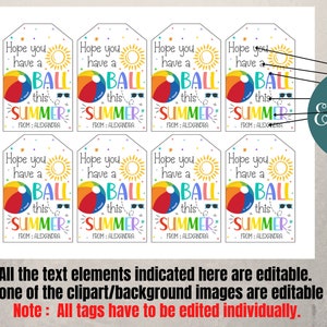 End of School Ball Gift Tag, Hope You Have a Ball This Summer Gift Tag ...