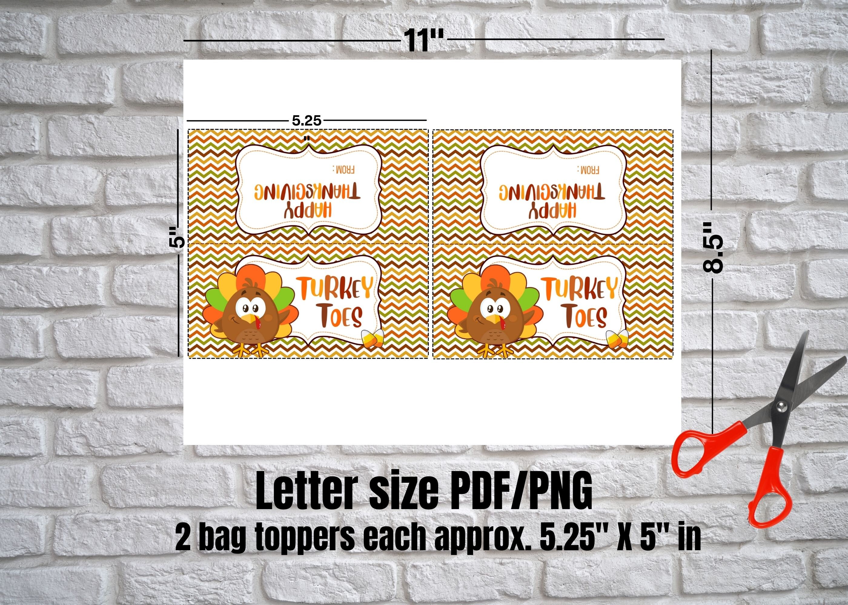 Turkey Toes Candy Corn Treat Bag Topper, Thanksgiving Class School ...