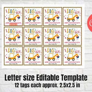 I Dig You Valentine Gift Tags, Printable Editable Valentine ...