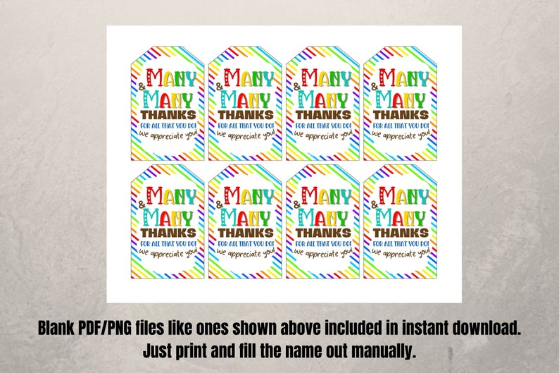 M&M Employee Tags Many Many Thanks for All You Do Gift Tags - Etsy