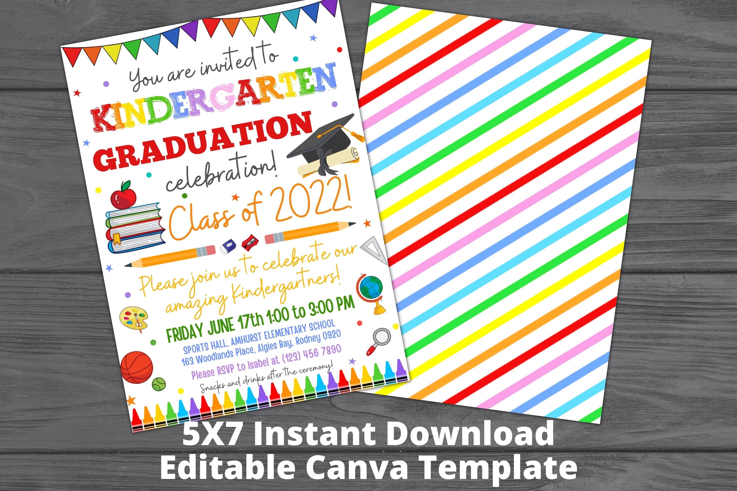 EDITABLE Kindergarten Graduation Ceremony Invite Evite ,preschool ...