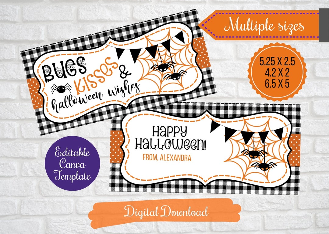Bugs Kisses and Halloween Wishes Treat Bag Topper, Halloween Gift Tags ...