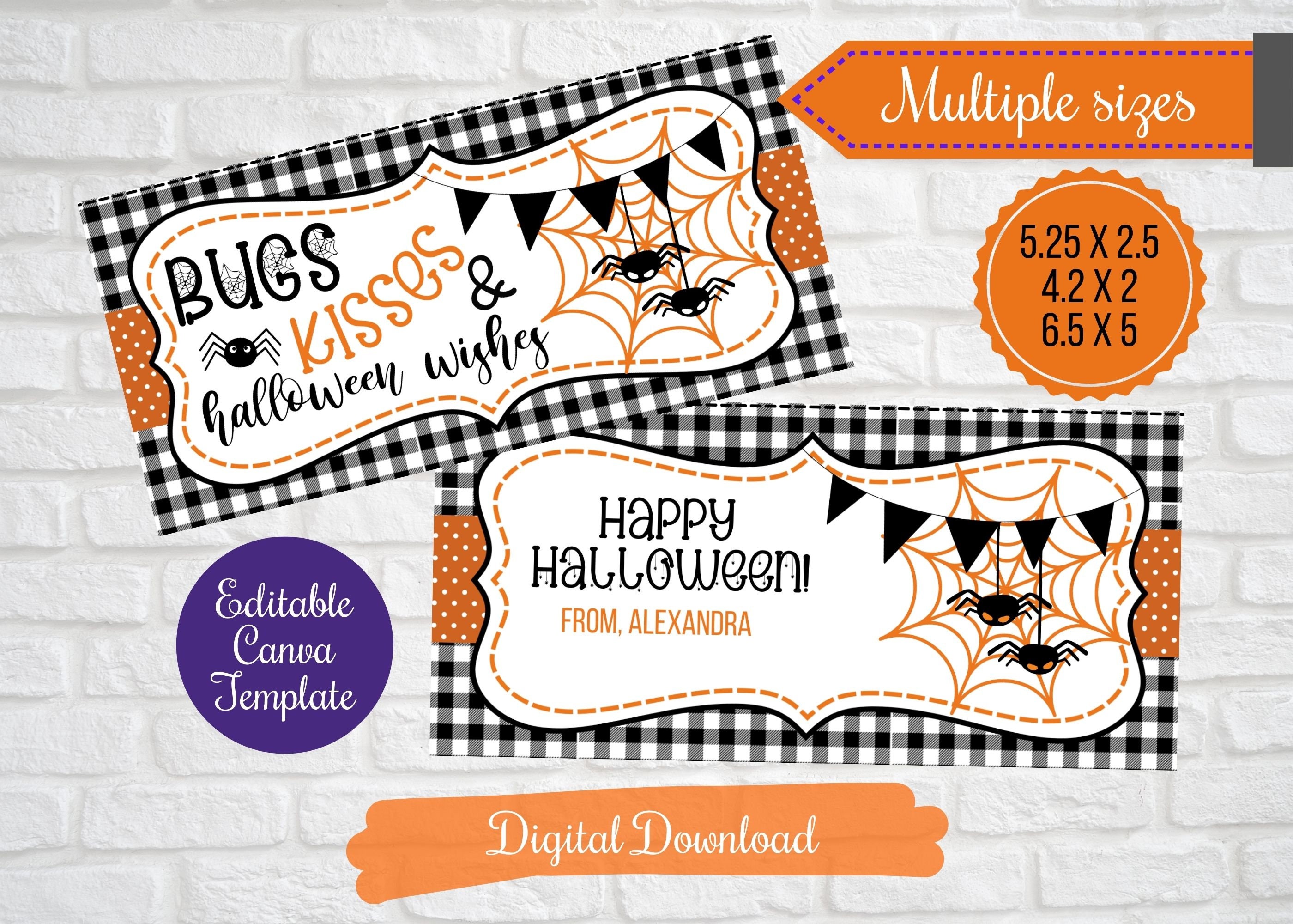 Bugs Kisses and Halloween Wishes Treat Bag Topper Halloween - Etsy