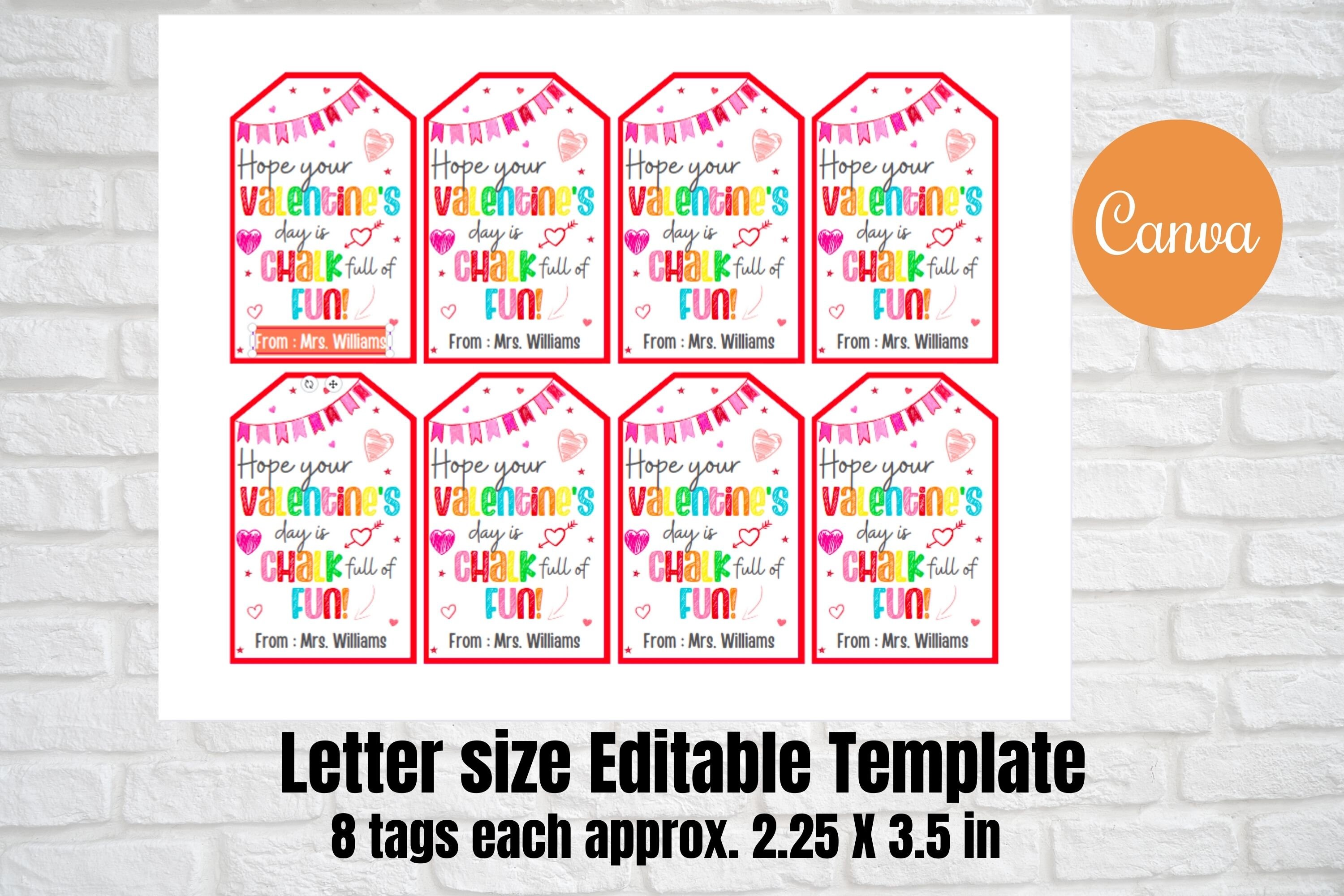 Printable Class Valentine Gift Tags for Chalk Hope You - Etsy