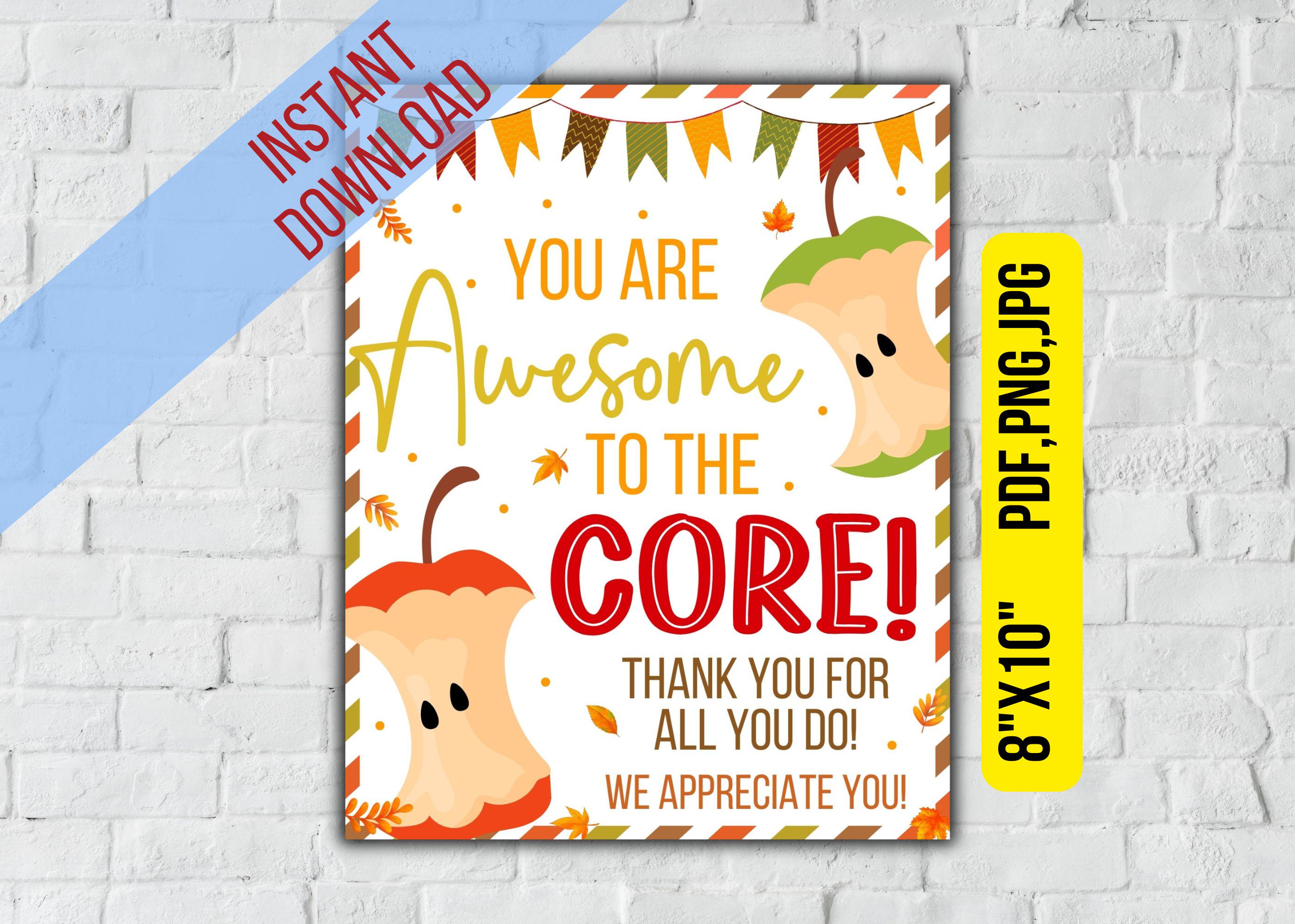Apple Bar Sign, You Are Awesome to the Core, Fall Caramel Apple ...