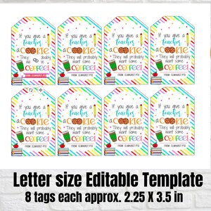 If You Give Teacher a Cookie They Will Need Coffee Appreciation Gift ...