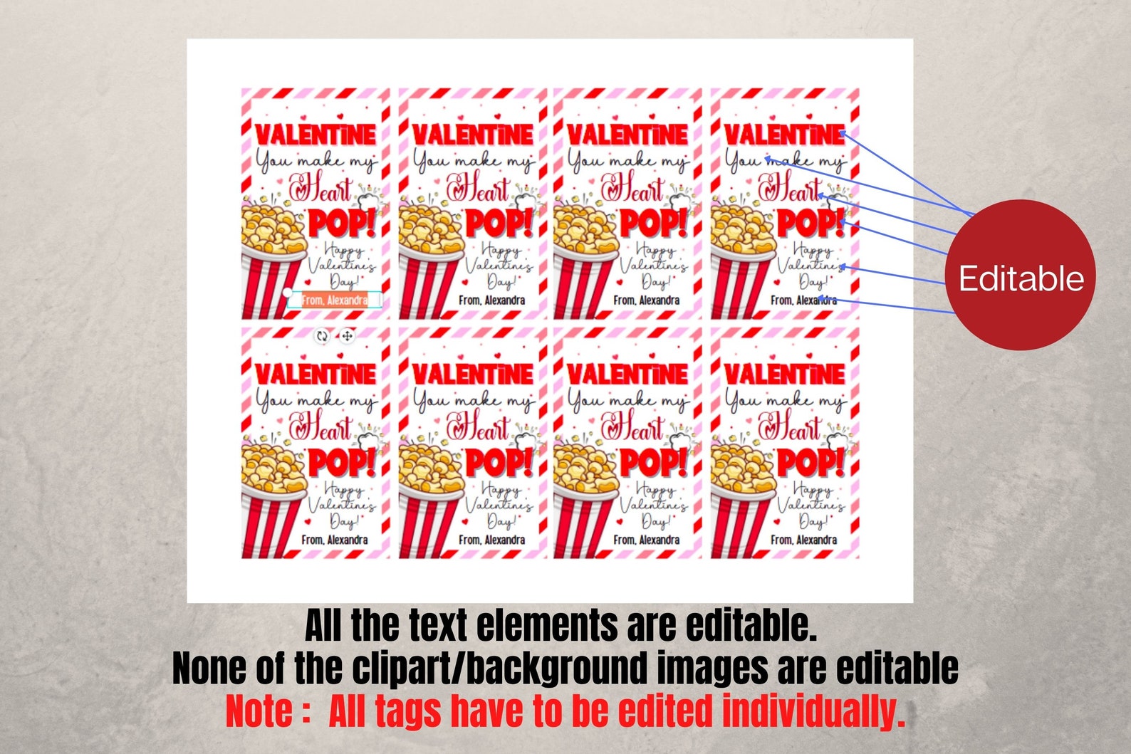 Valentine Popcorn Gift Tags You Make My Heart Pop Printable - Etsy