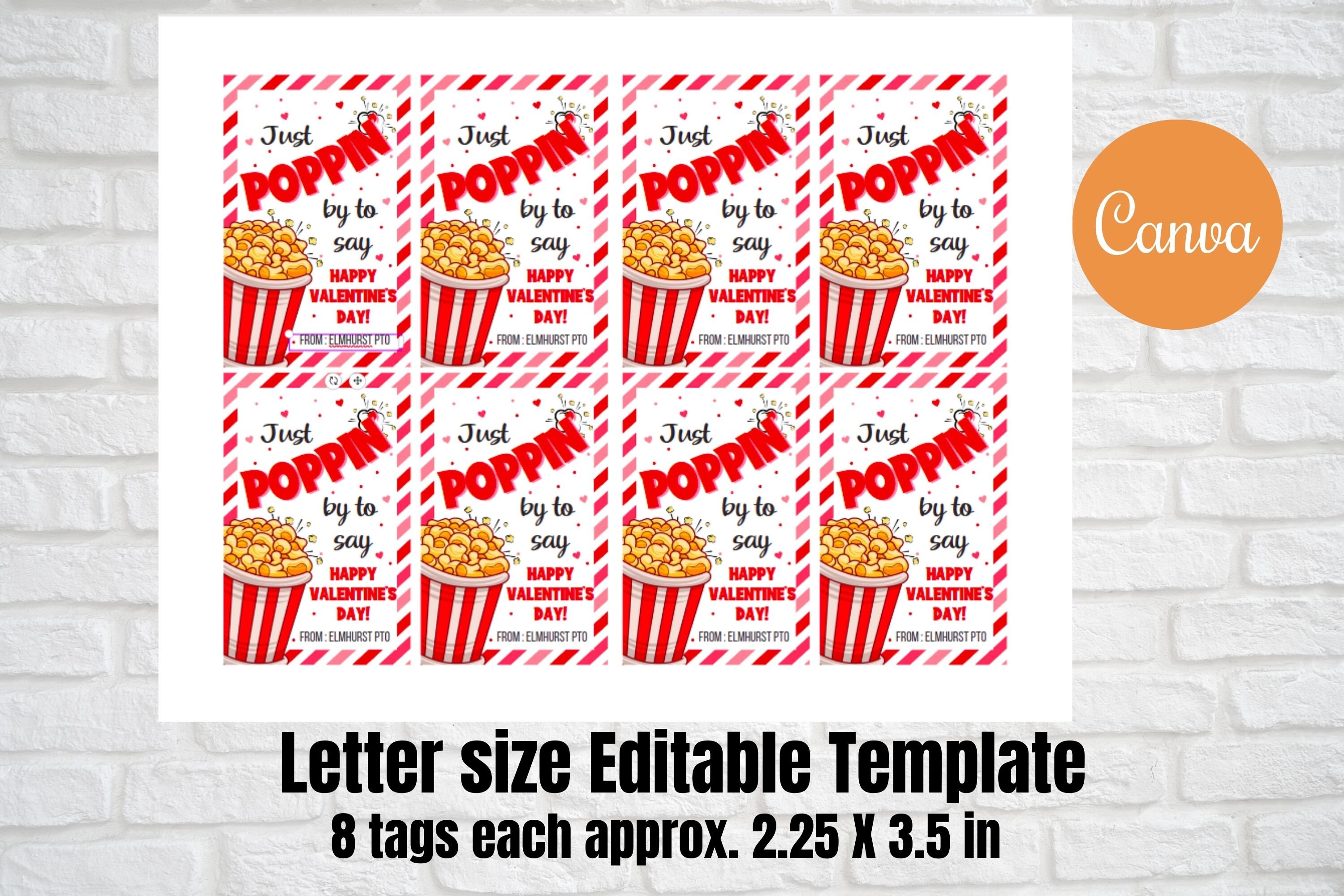 Valentine Popcorn Gift Tags Just Poppin by to Say Happy - Etsy