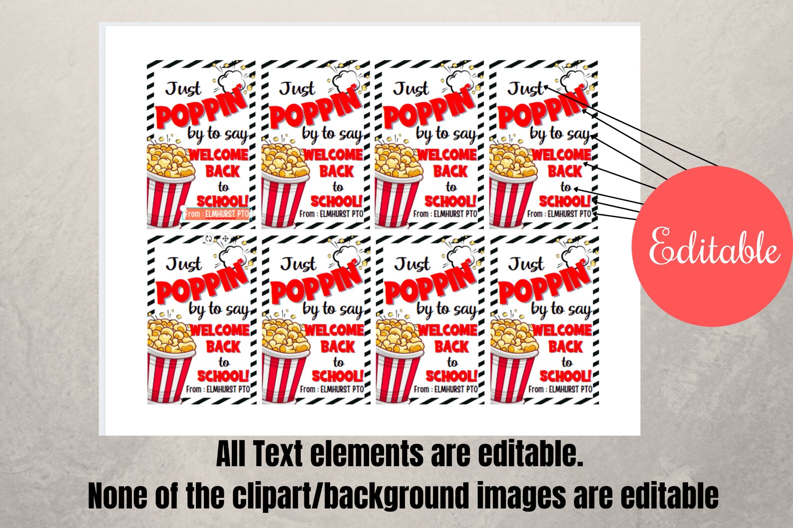 Back to School Popcorn Gift Tags Just Poppin by to Say - Etsy