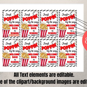 Back to School Popcorn Gift Tags Just Poppin by to Say | Etsy