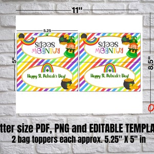 Editable Rainbow Seeds St Patrick's Day Treat Bag Topper, Rainbow ...