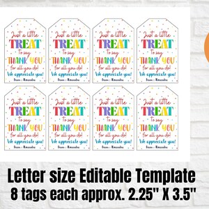 A Little Treat to Say Thank You, Appreciation Week Thank You Gift Tags ...