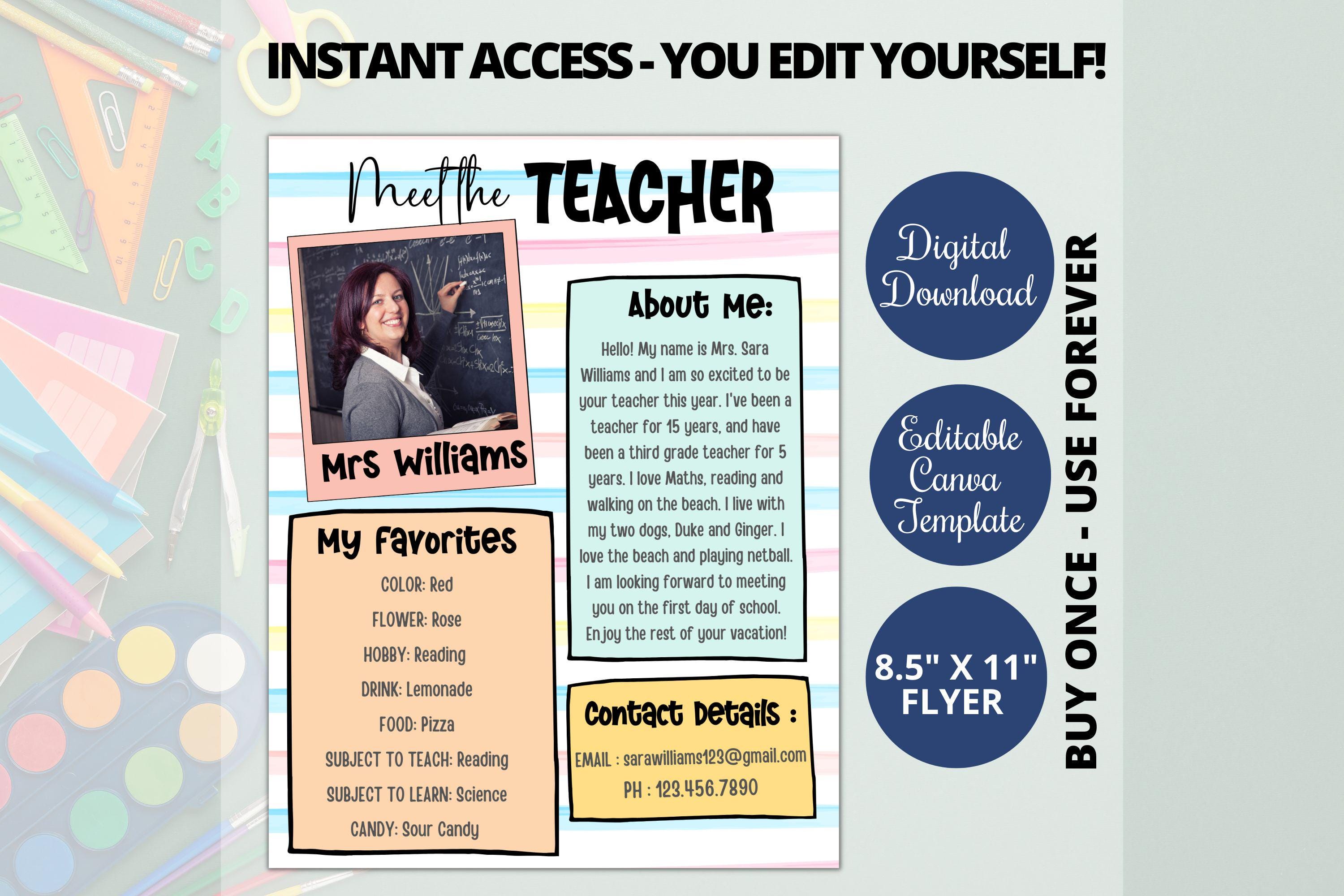 Editable Meet the Teacher Template, Printable Parent Communication ...