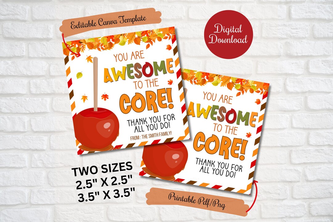 You Are Awesome to the Core,caramel Candied Apple Thanksgiving Gift ...