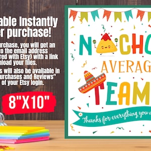 Nacho Average Team and Staff|employee Appreciation Week Printable Sign ...
