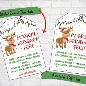 Magical Reindeer Food Printable Tags With Poem, Editable Reindeer Food ...