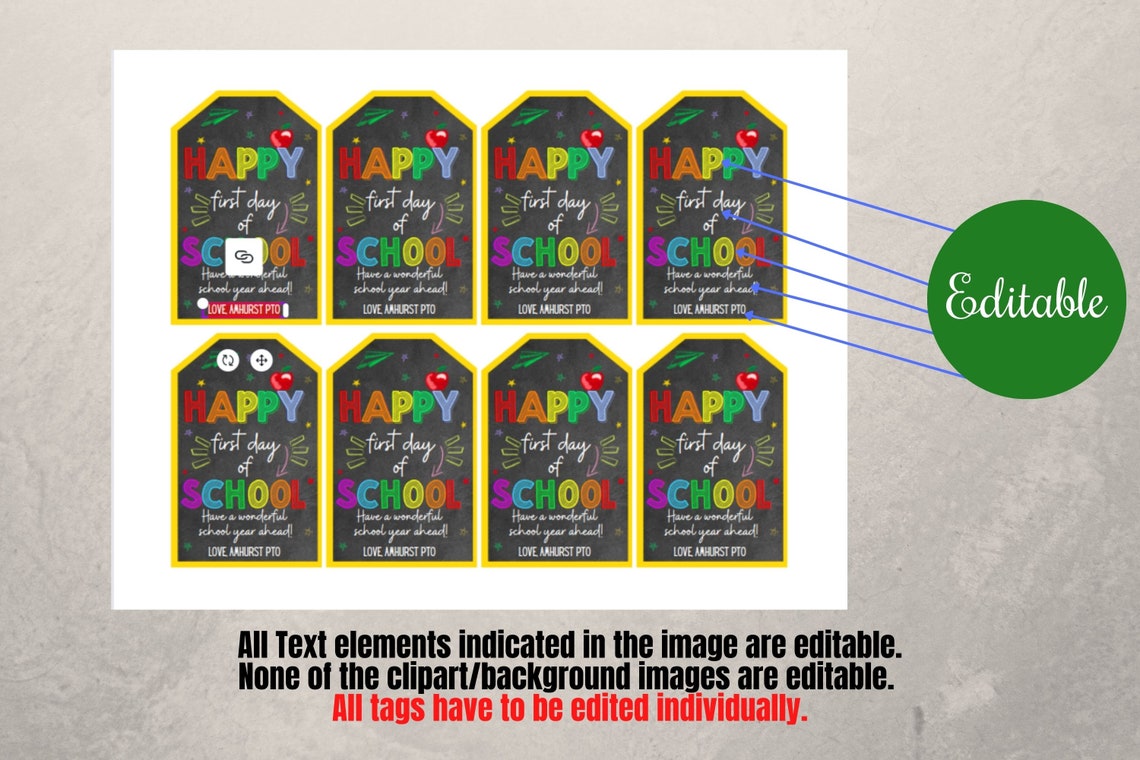 Happy First Day of School Gift Tags for Students, Teachers, Back to ...