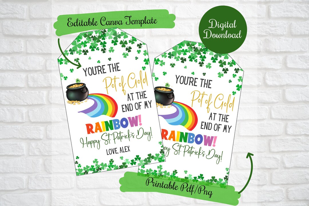 St. Patricks Day Pot of Gold Gift Tags,you Are the Pot of Gold at the ...