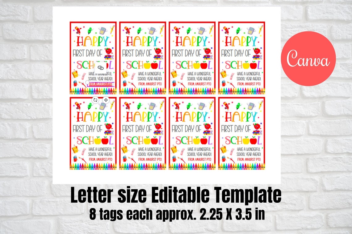 Happy First Day of School Gift Tags for Students, Teachers, Back to ...