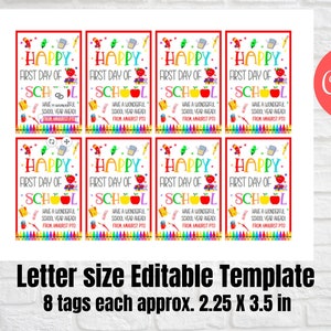 Happy First Day of School Gift Tags for Students, Teachers, Back to ...
