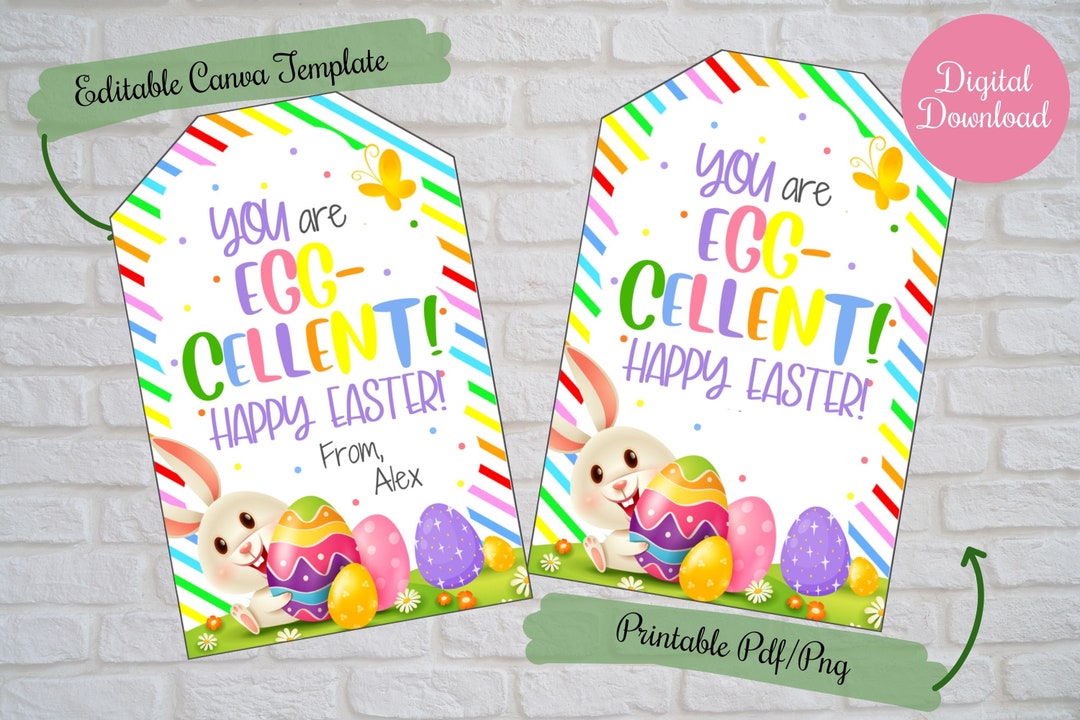 You Are Eggcellent Easter Eggs Treat Tag for Class School - Etsy