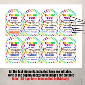 M&M Candy Gift Tags ,thank You for Being Magnificient and Marvellous ...