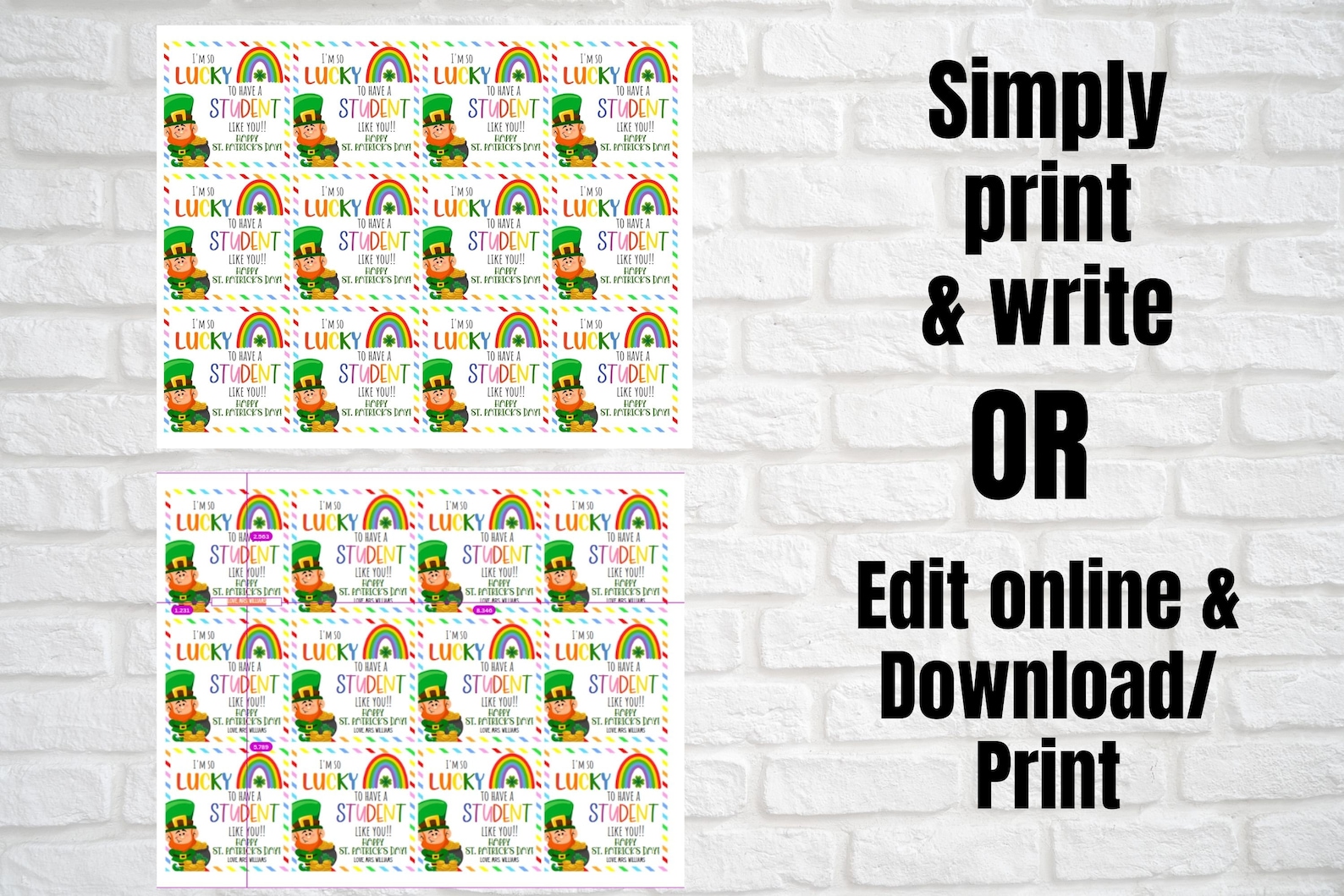 So Lucky to Have Student Like You Printable Gift Tags,st. Patricks Day ...
