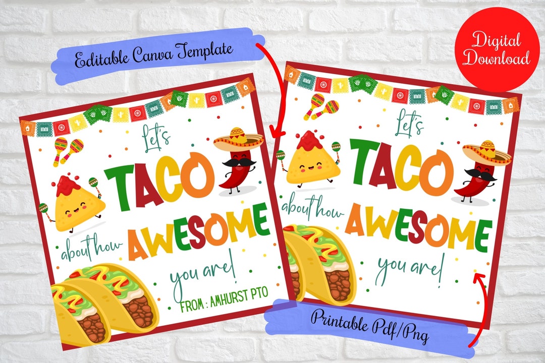 Let's Taco About How Awesome You Are Mexican Themed Gift Tag, Employee ...