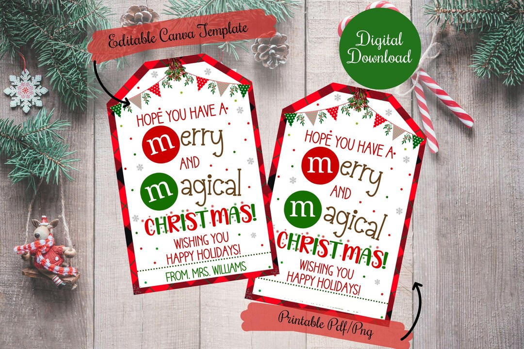 Have a Merry and Magical Christmas Gift Tags,christmas M&M Treat Tags ...