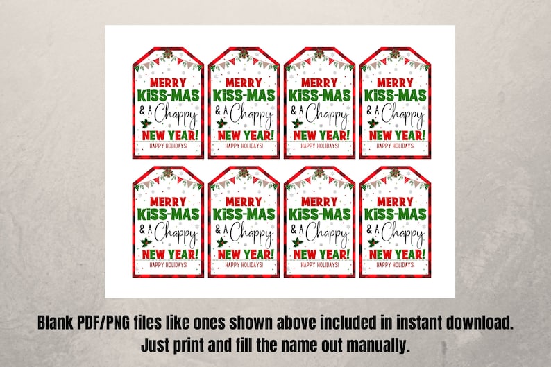 Merry Kissmas and a Chappy New Year Gift Tagschristmas Lip - Etsy