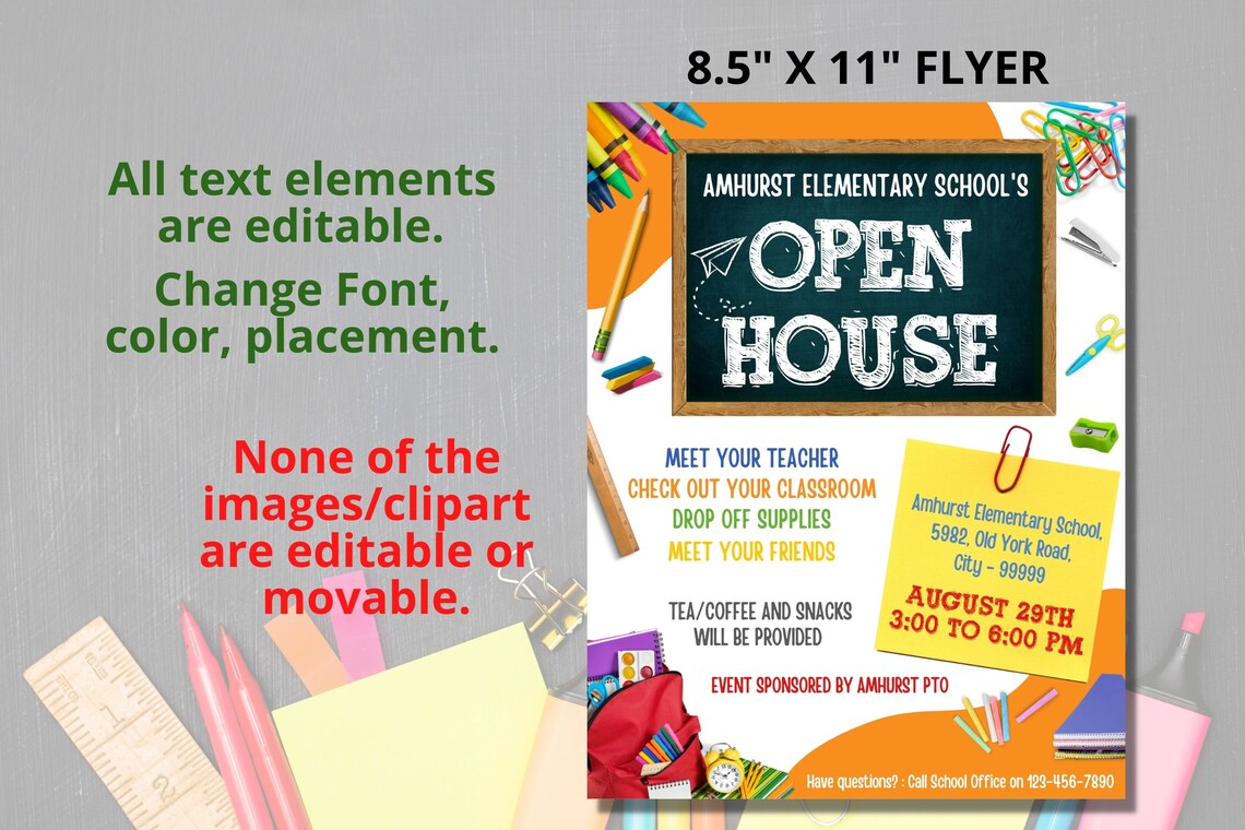 Open House Back to School Flyer for School Printable Open - Etsy