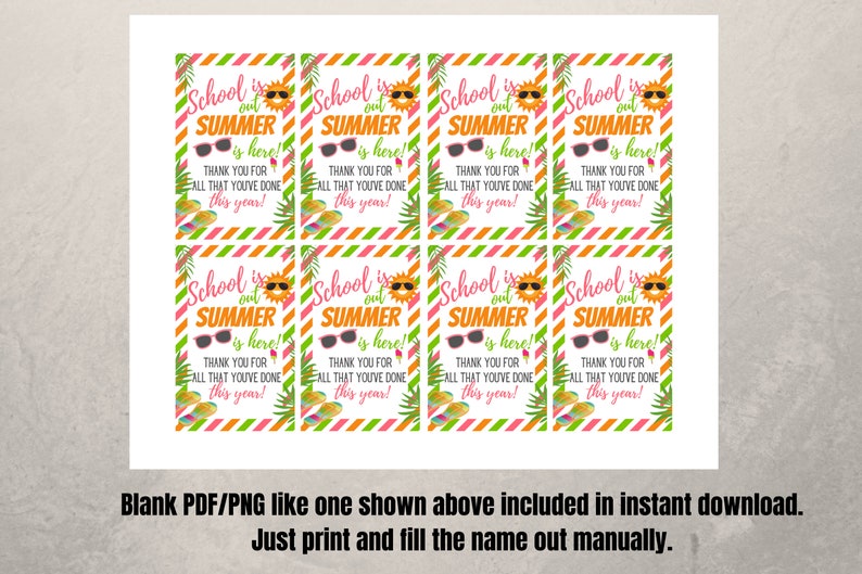 Schools Out Summer's Here Editable Thank You Gift Tags - Etsy UK