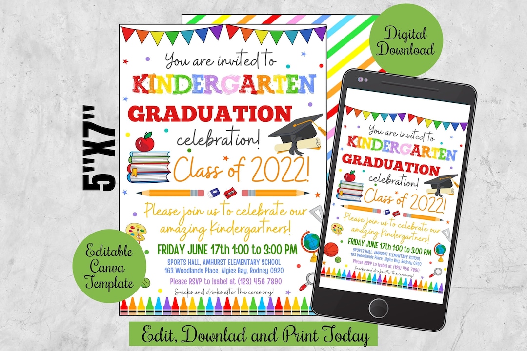 EDITABLE Kindergarten Graduation Ceremony Invite Evite ,preschool ...