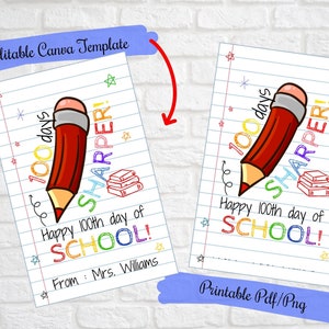 100th Day of School Pencil Gift Tags for Students 100 Days | Etsy