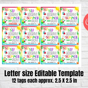 Sip Sip Hooray Its Summer Vacay Gift Tags Teacher - Etsy